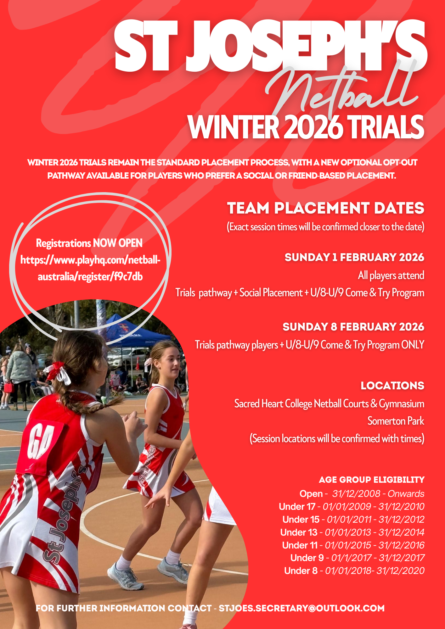 Winter 2026 Trials | Registration NOW OPEN - St Josephs Netball Club